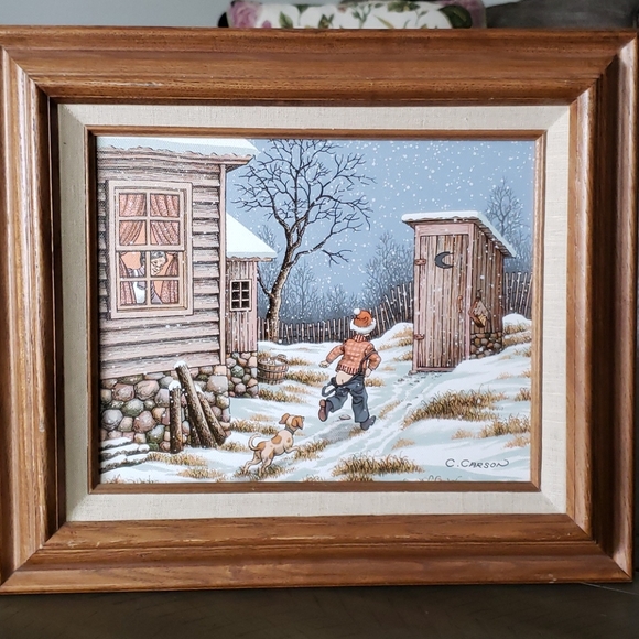 Painting C Carson Signed Grandma’s Outhouse Oil Painting Oil etna.com.pe